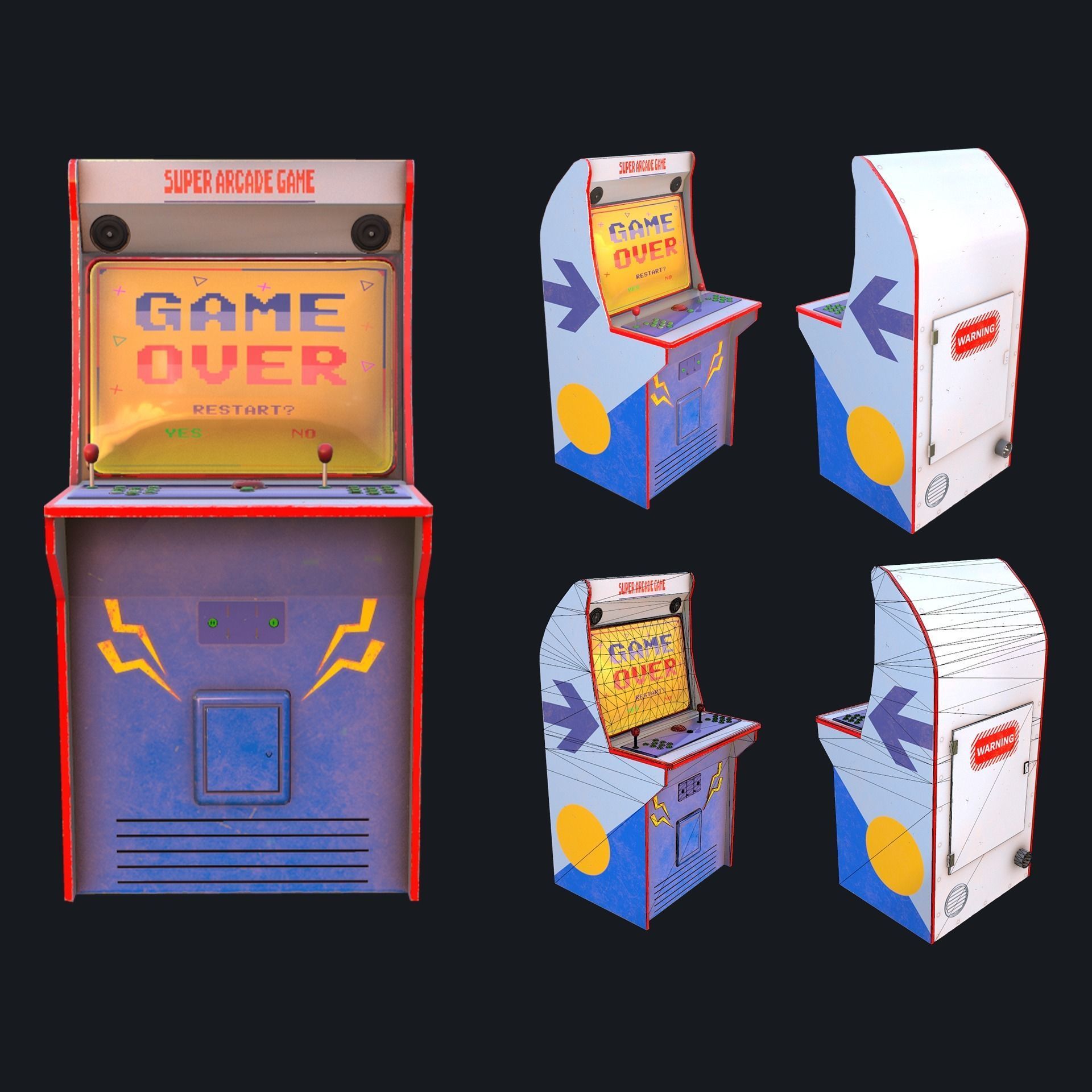 Almost new retro arcade game machine Low-poly free VR / AR / low-poly ...
