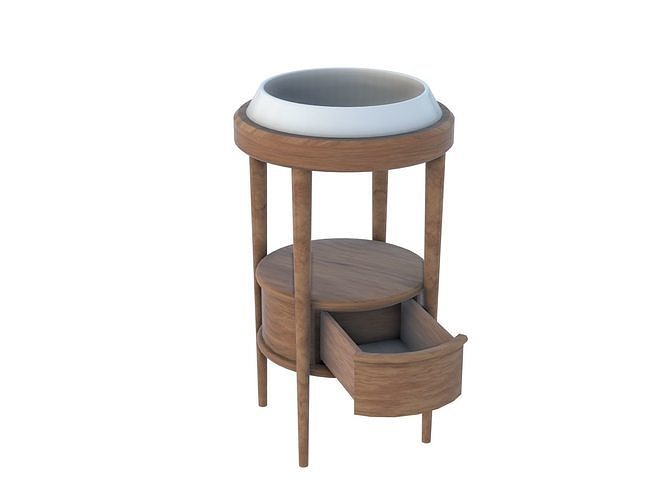 Round Wood Console with Basin 3D model | CGTrader