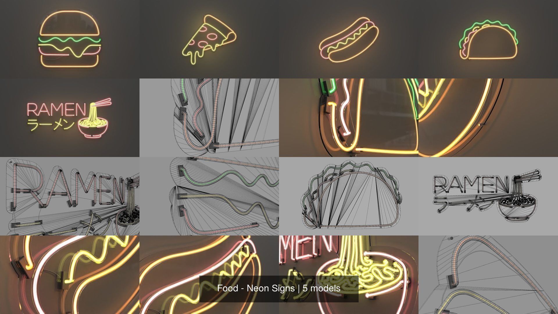 Food - Neon Signs 3D Model Collection | CGTrader