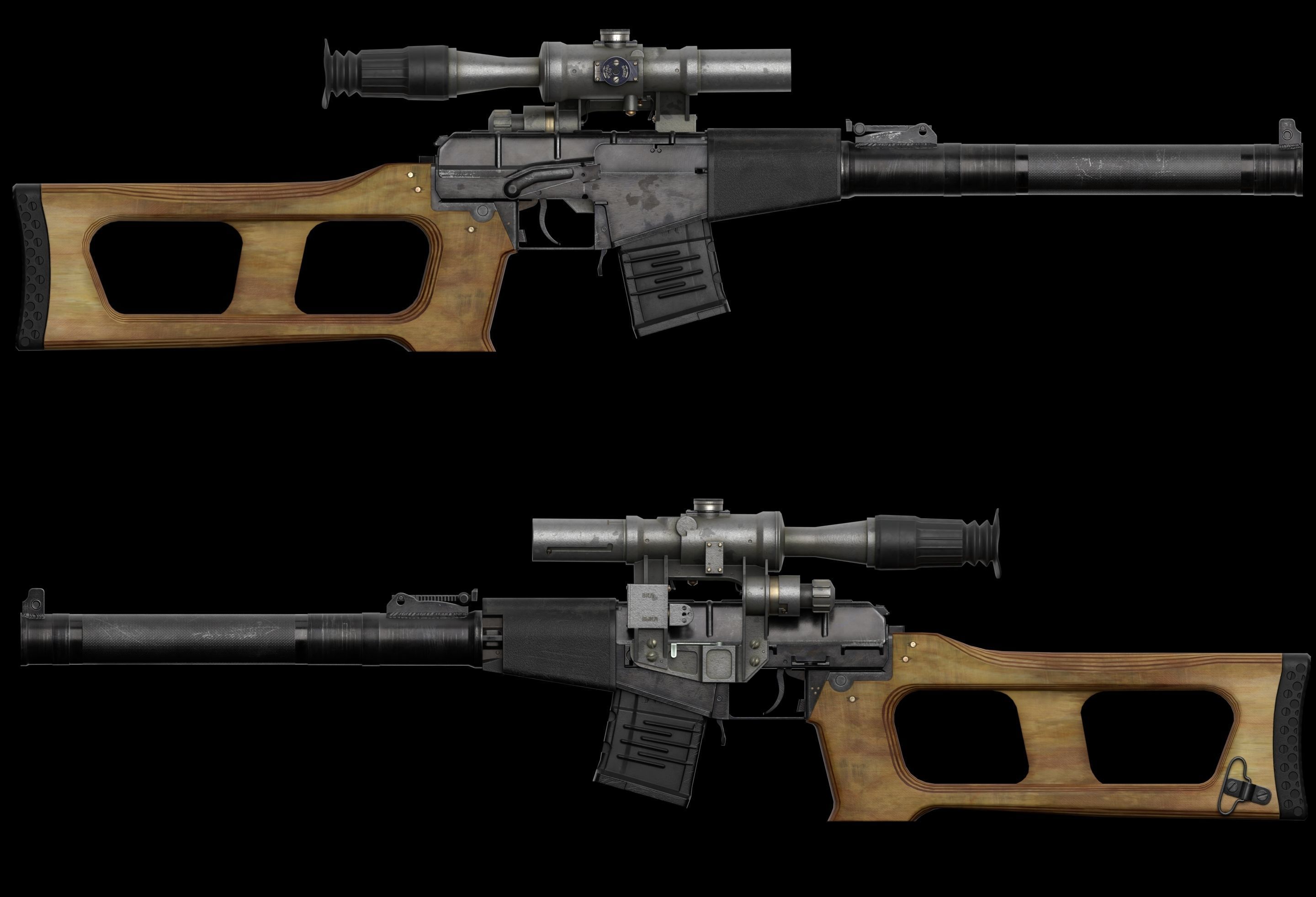 3D model Sniper Rifle VSS Vintorez Wich PSO-1 VR / AR / low-poly | CGTrader