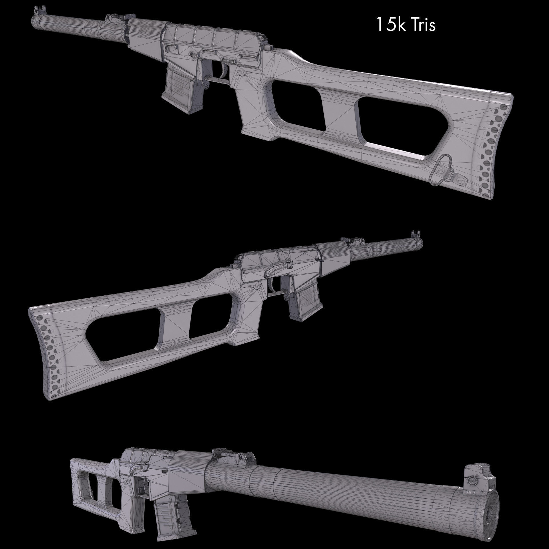 3D model Sniper Rifle VSS Vintorez Wich PSO-1 VR / AR / low-poly | CGTrader