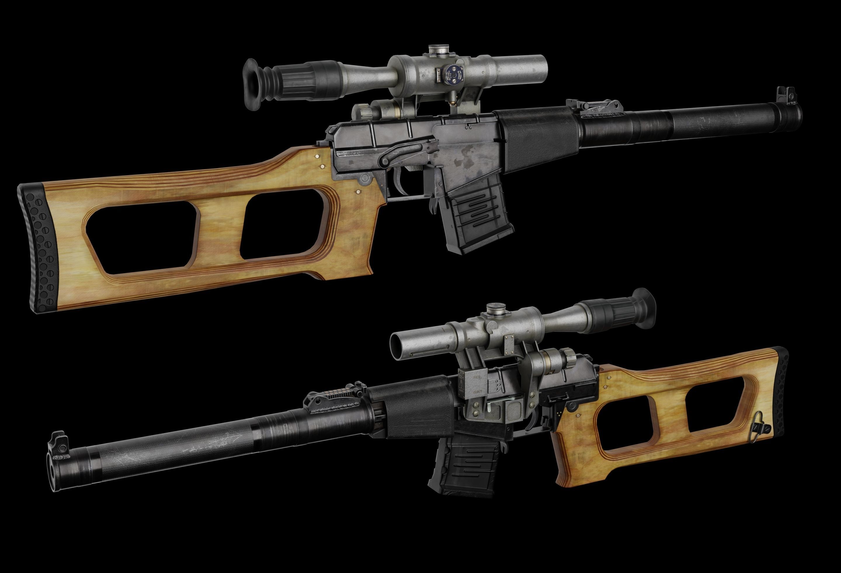 3D model Sniper Rifle VSS Vintorez Wich PSO-1 VR / AR / low-poly | CGTrader