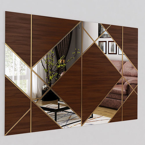 Wall Panel Spiral Mirror 3D model | CGTrader