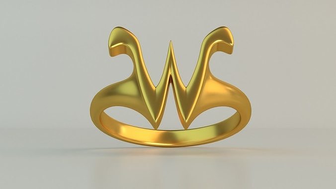 Ring W gold with letter 3D model | CGTrader