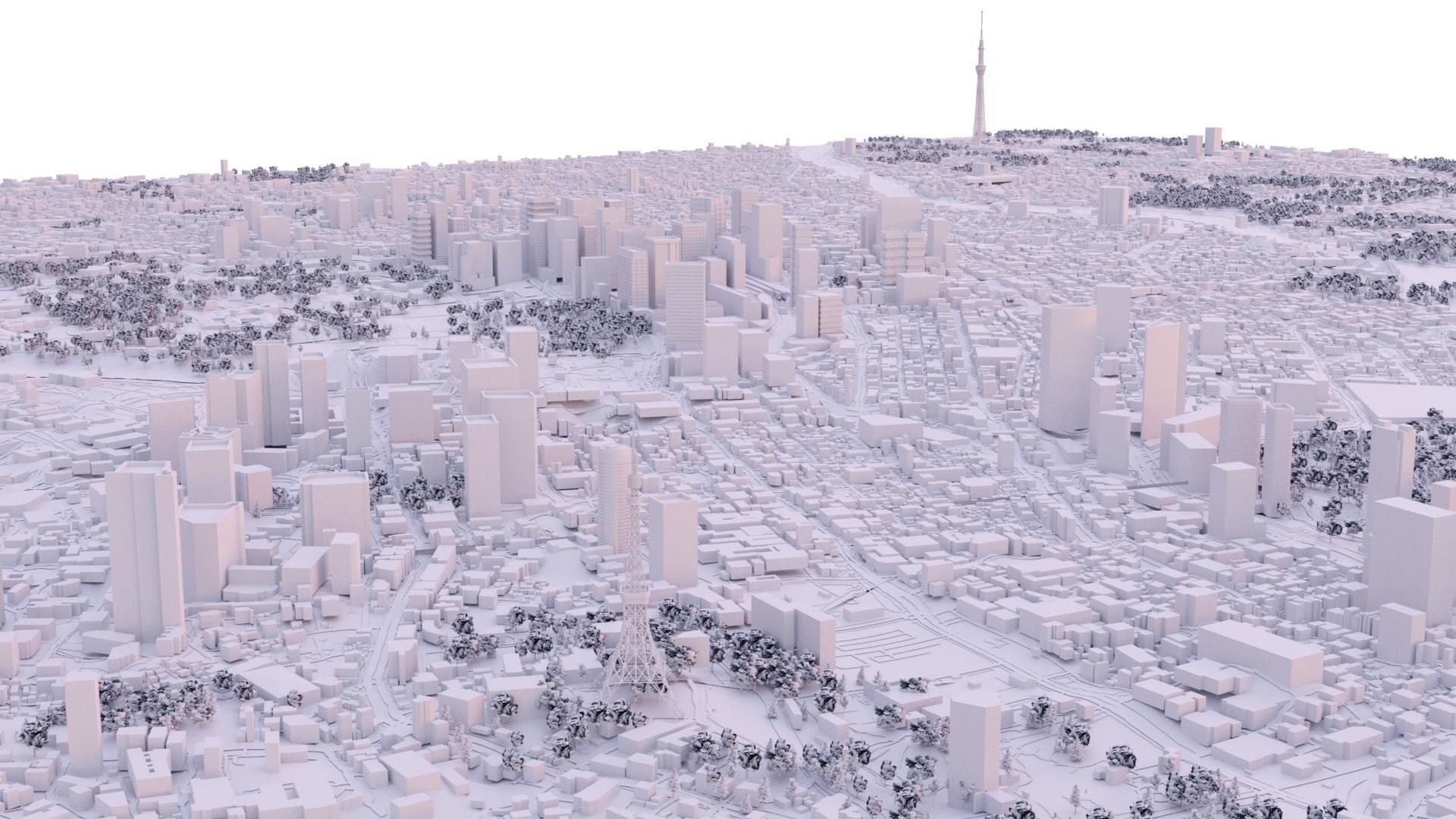 3D model Tokyo Low-poly 3D model city and surroundings VR / AR / low ...