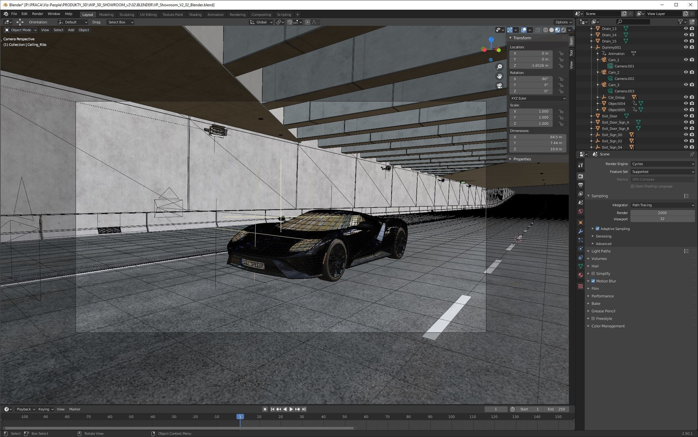 Tunel scene for car rendering for Blender SWR2 3D model | CGTrader