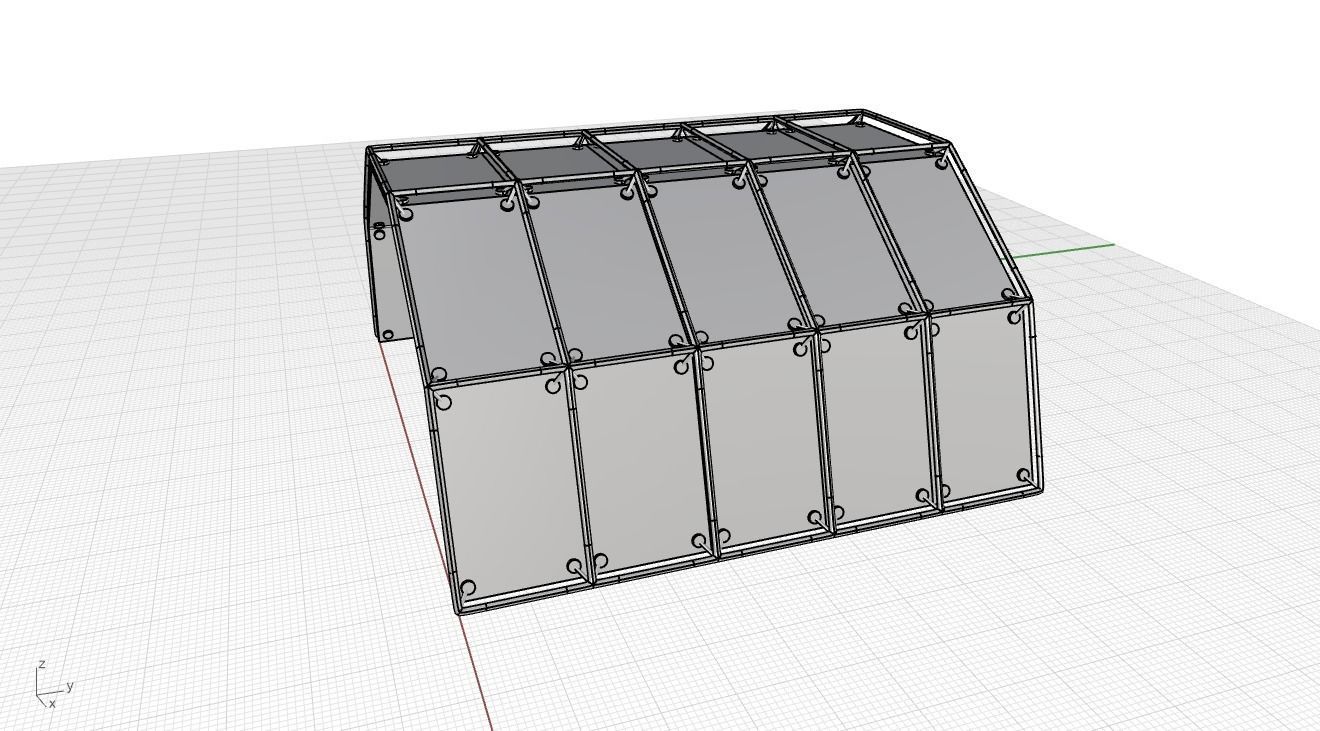 Arched structure wireframe with connections and glass panels 3D model ...