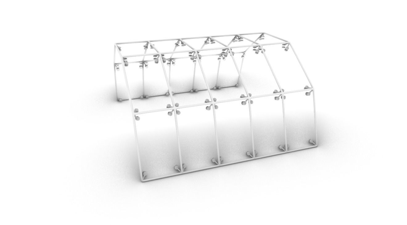 Arched structure wireframe with connections and glass panels 3D model ...