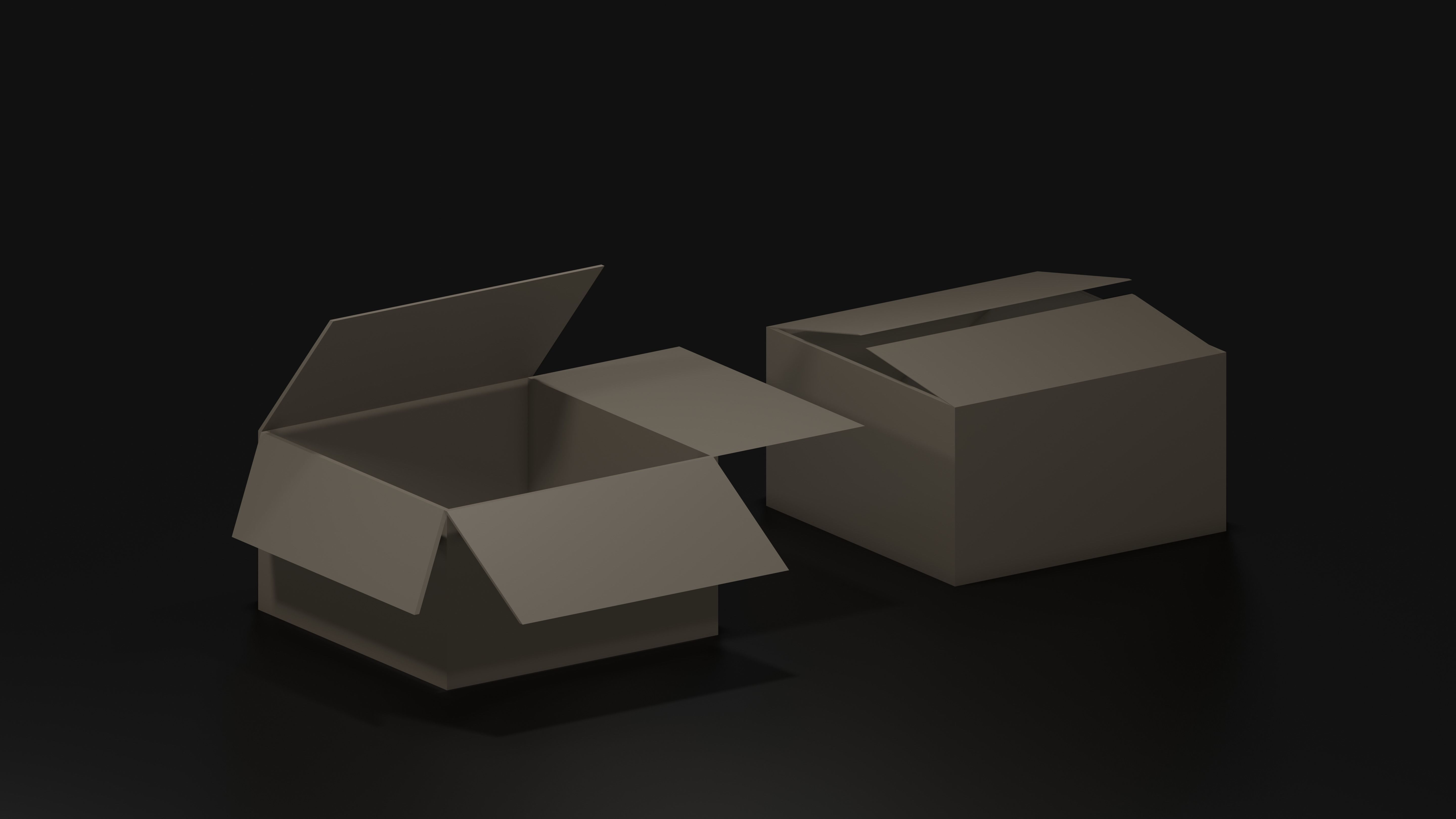 Box Low-poly 3D model two empty cardboard boxes free VR / AR / low-poly ...