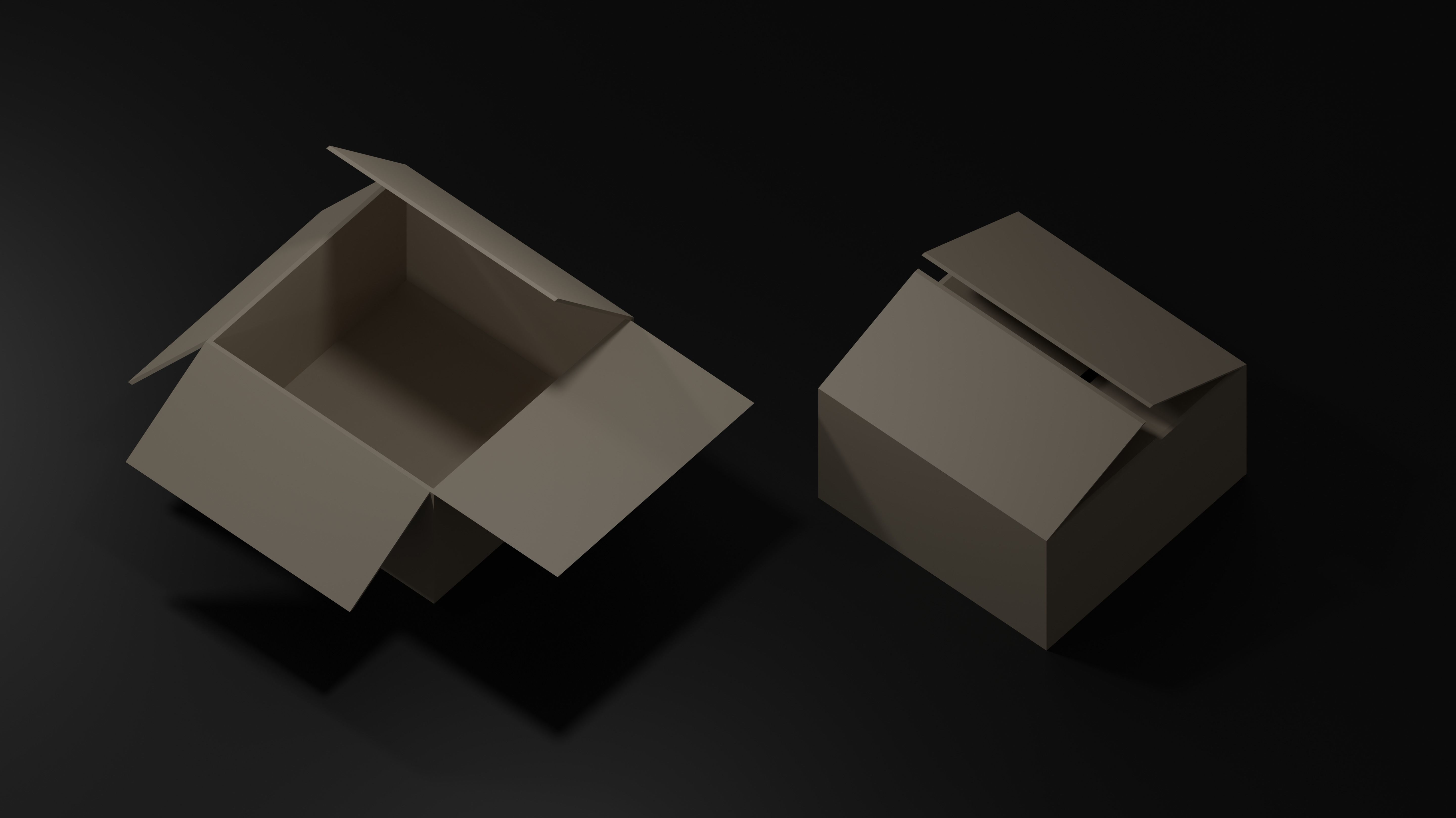 Box Low-poly 3D model two empty cardboard boxes free VR / AR / low-poly ...