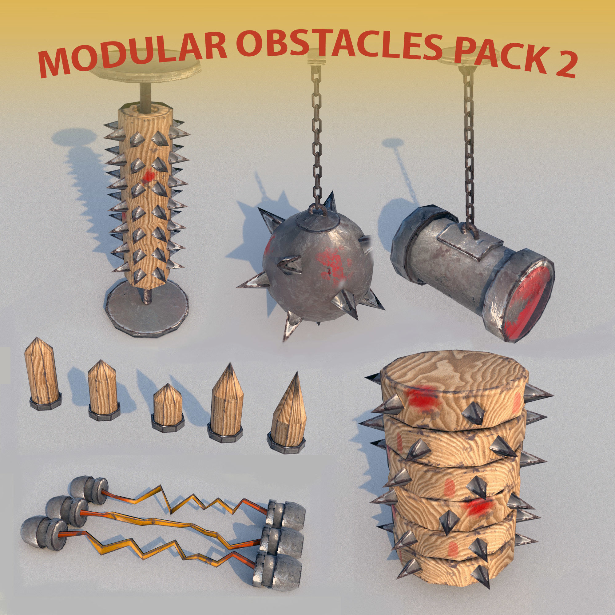 Modular Obstacles Pack 2 for Game Low-poly 3D model free VR / AR / low ...