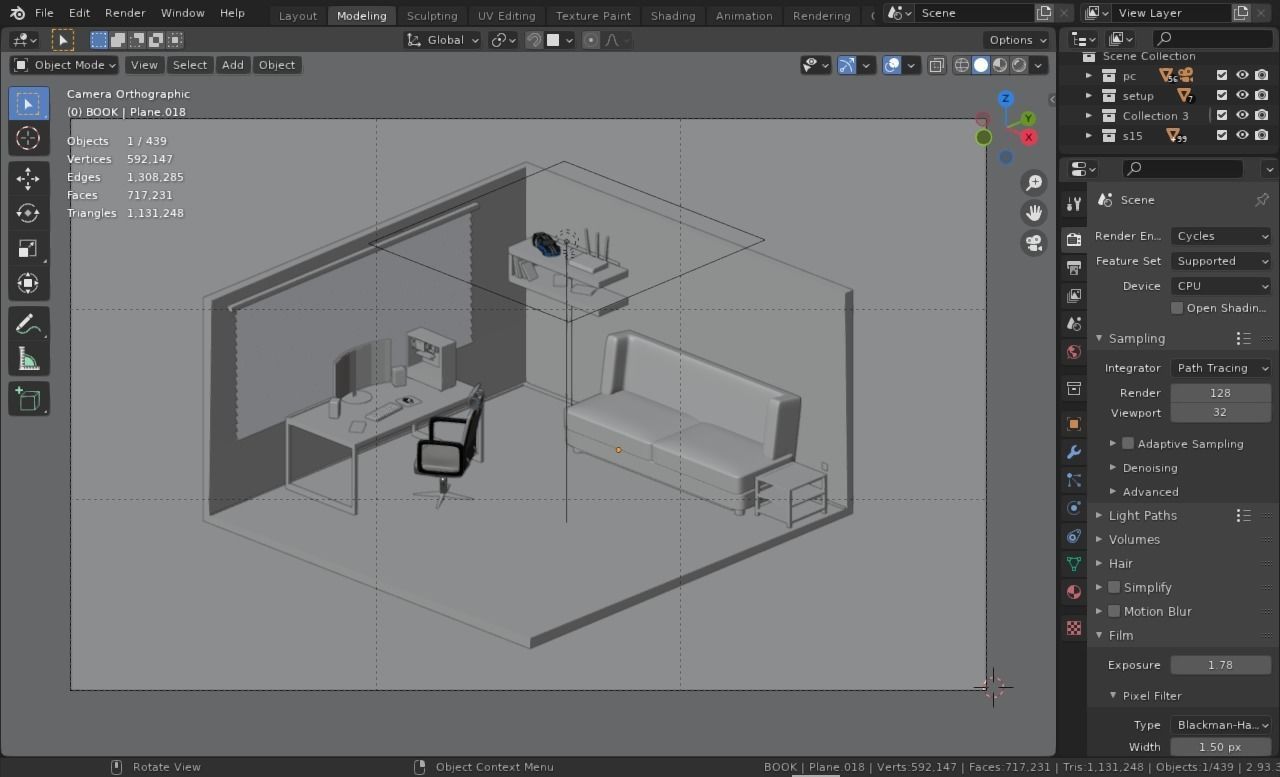 isometric minimalist gaming room free 3D model | CGTrader