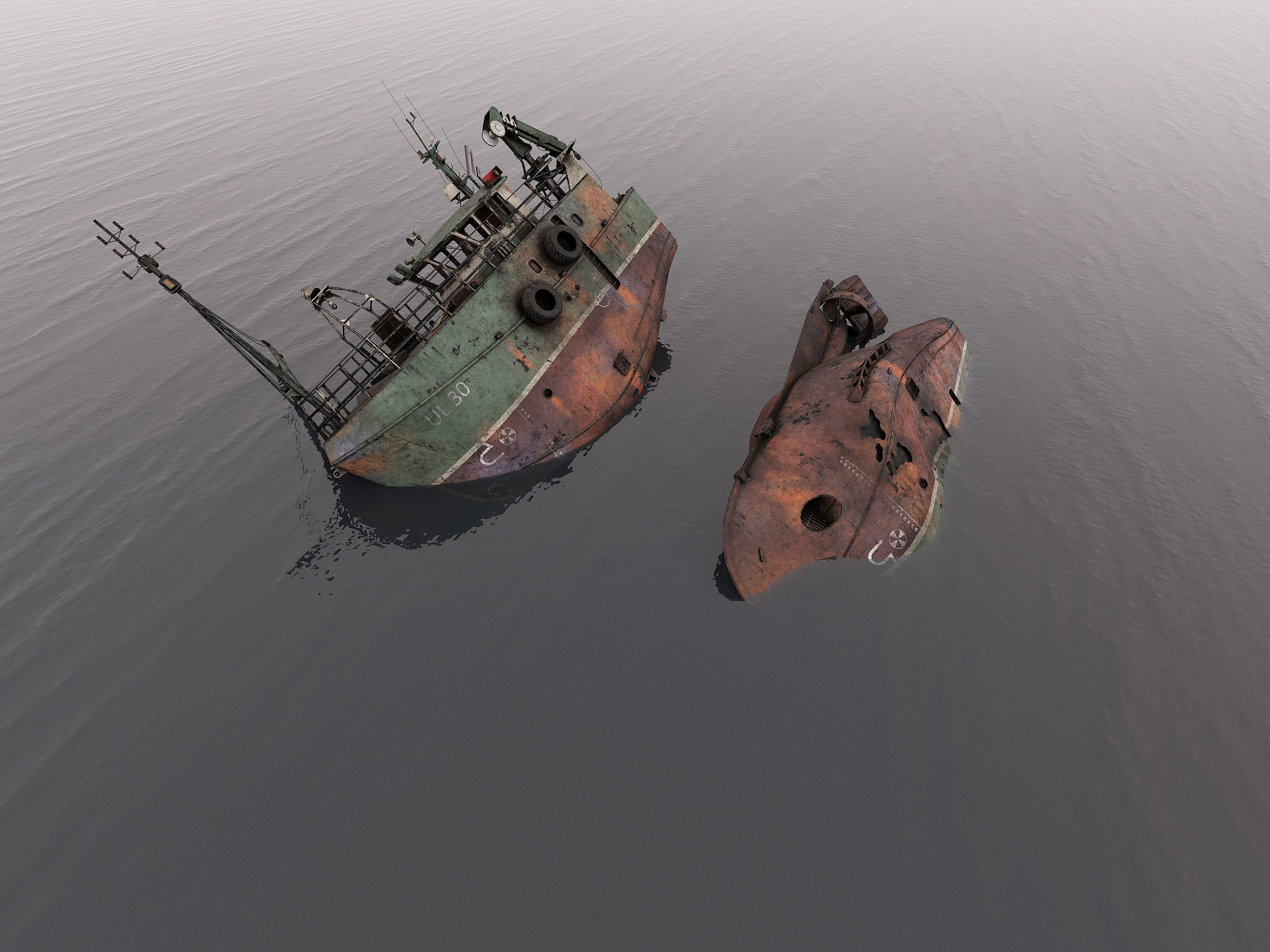 Collection of wrecked ships 01 | CGTrader