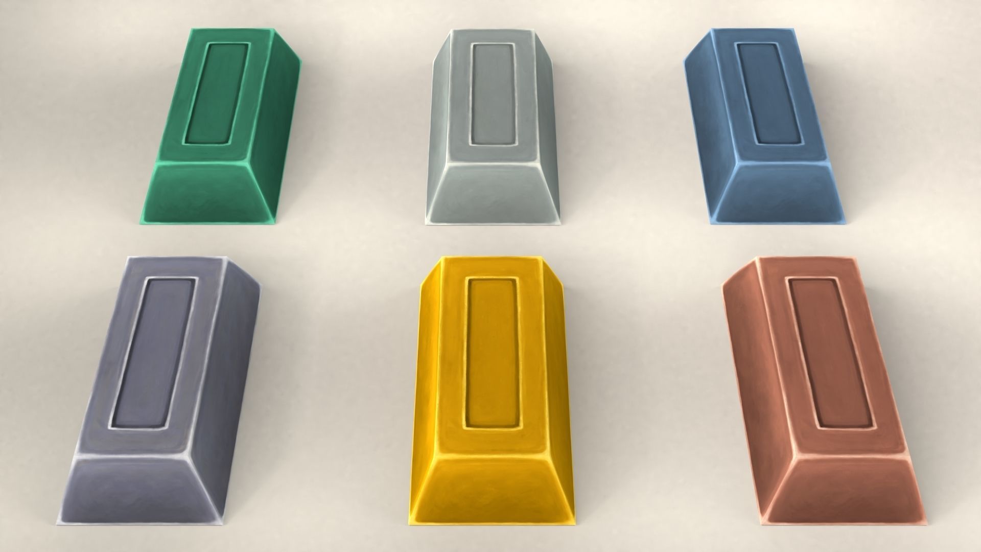 Hand-painted ingots pack free VR / AR / low-poly 3D model | CGTrader