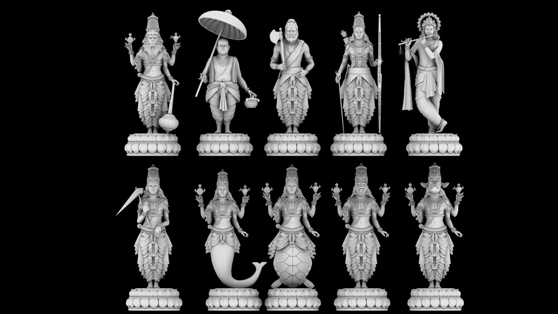dashavatar god vishnu 3d models 3D model | CGTrader