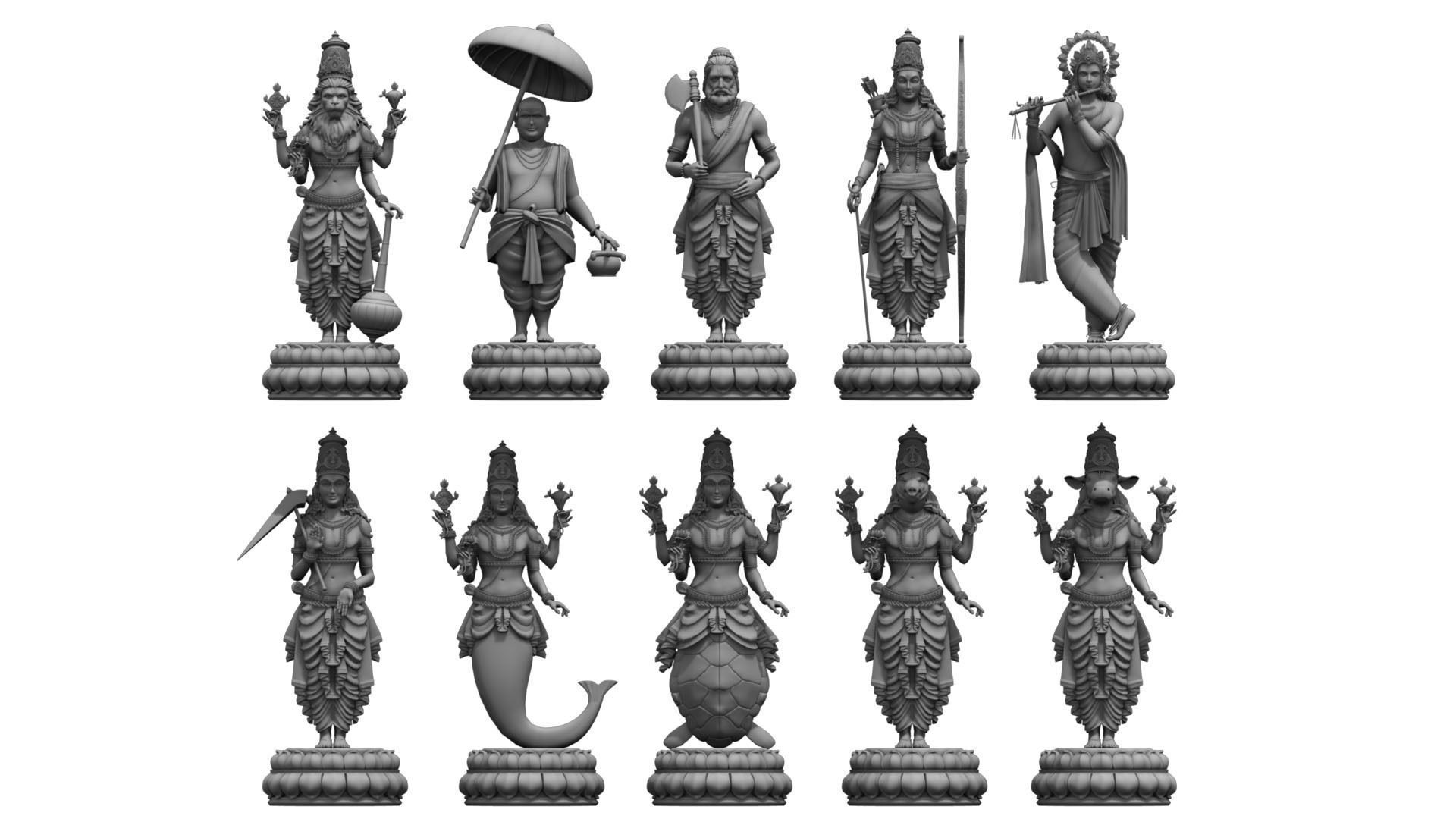 dashavatar god vishnu 3d models 3D model | CGTrader