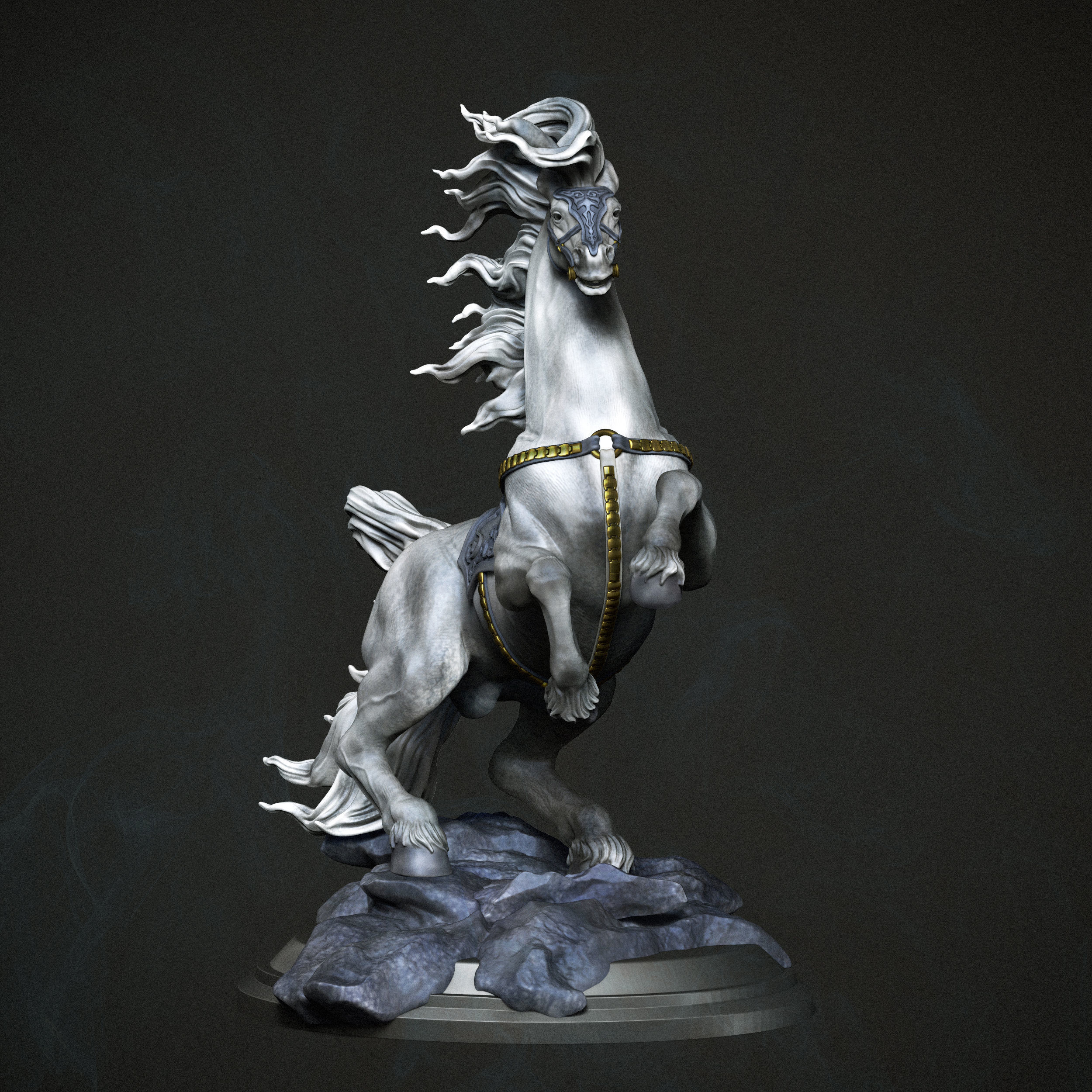 horse silver 3D model 3D printable | CGTrader