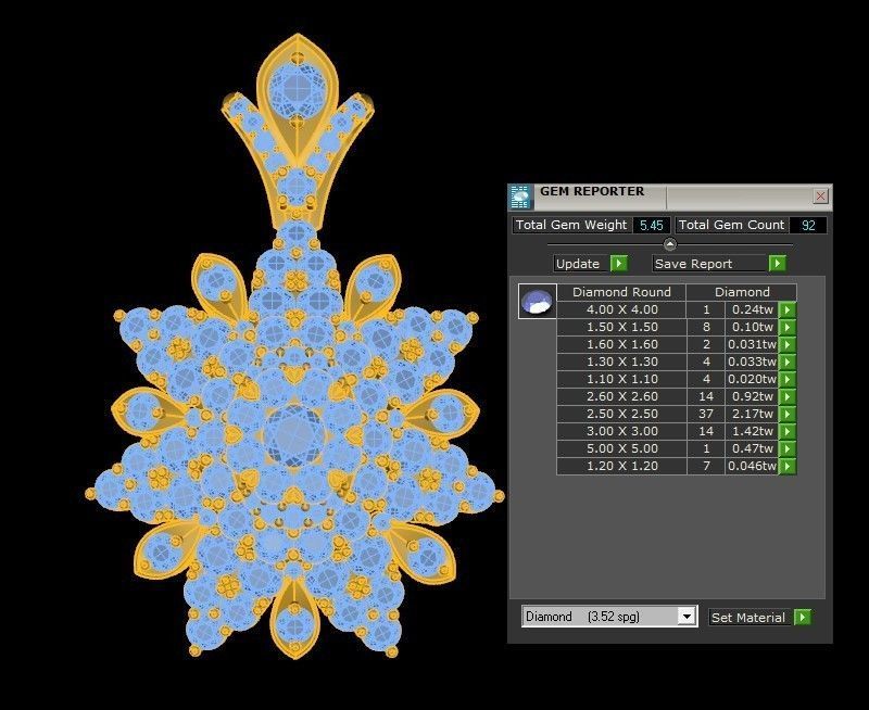 Diamond pendant cad file design 3D model | CGTrader