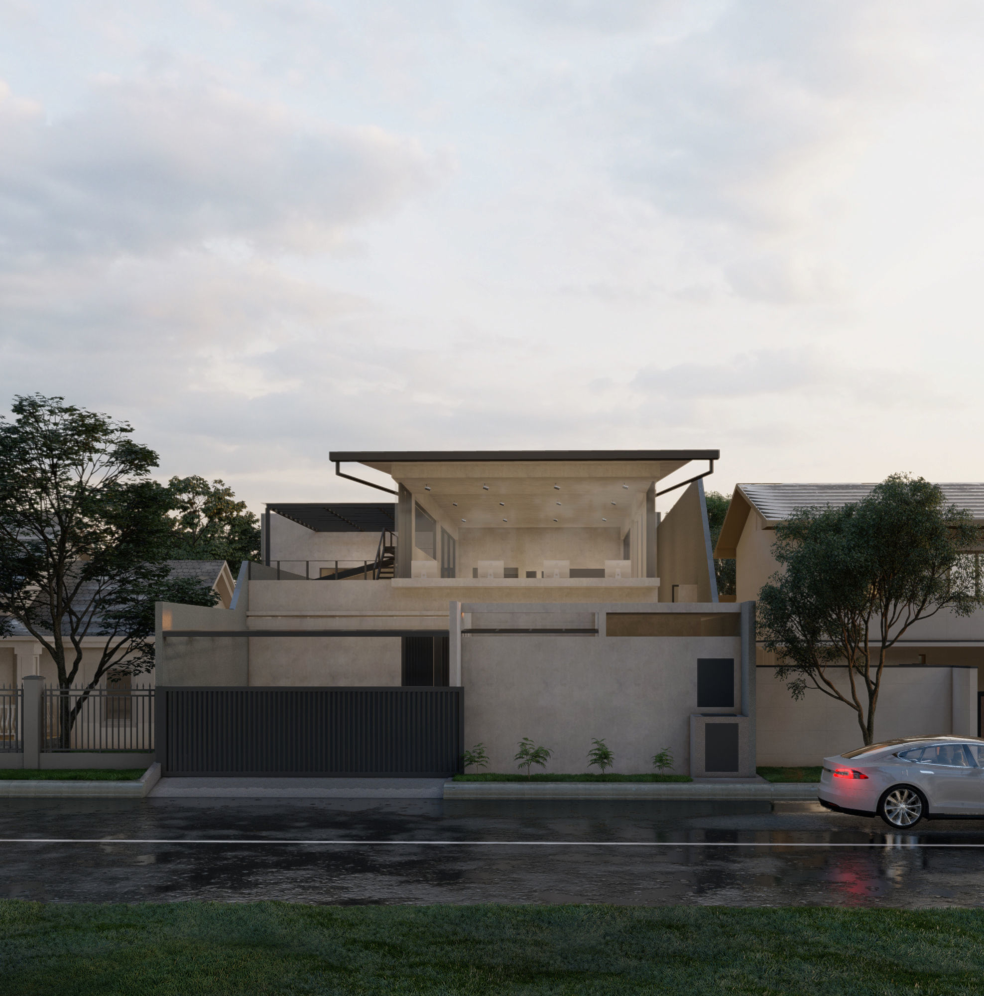 Grey House Exterior 3D model | CGTrader