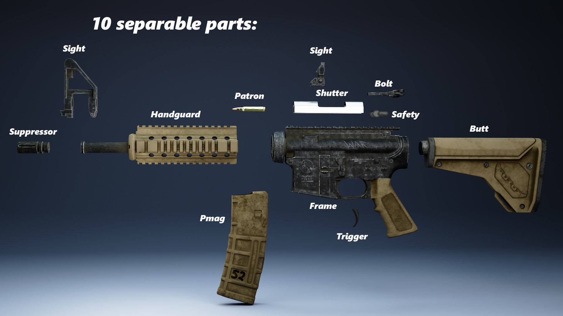 3D model PBR M4A1 Modular Game ready model VR / AR / low-poly | CGTrader