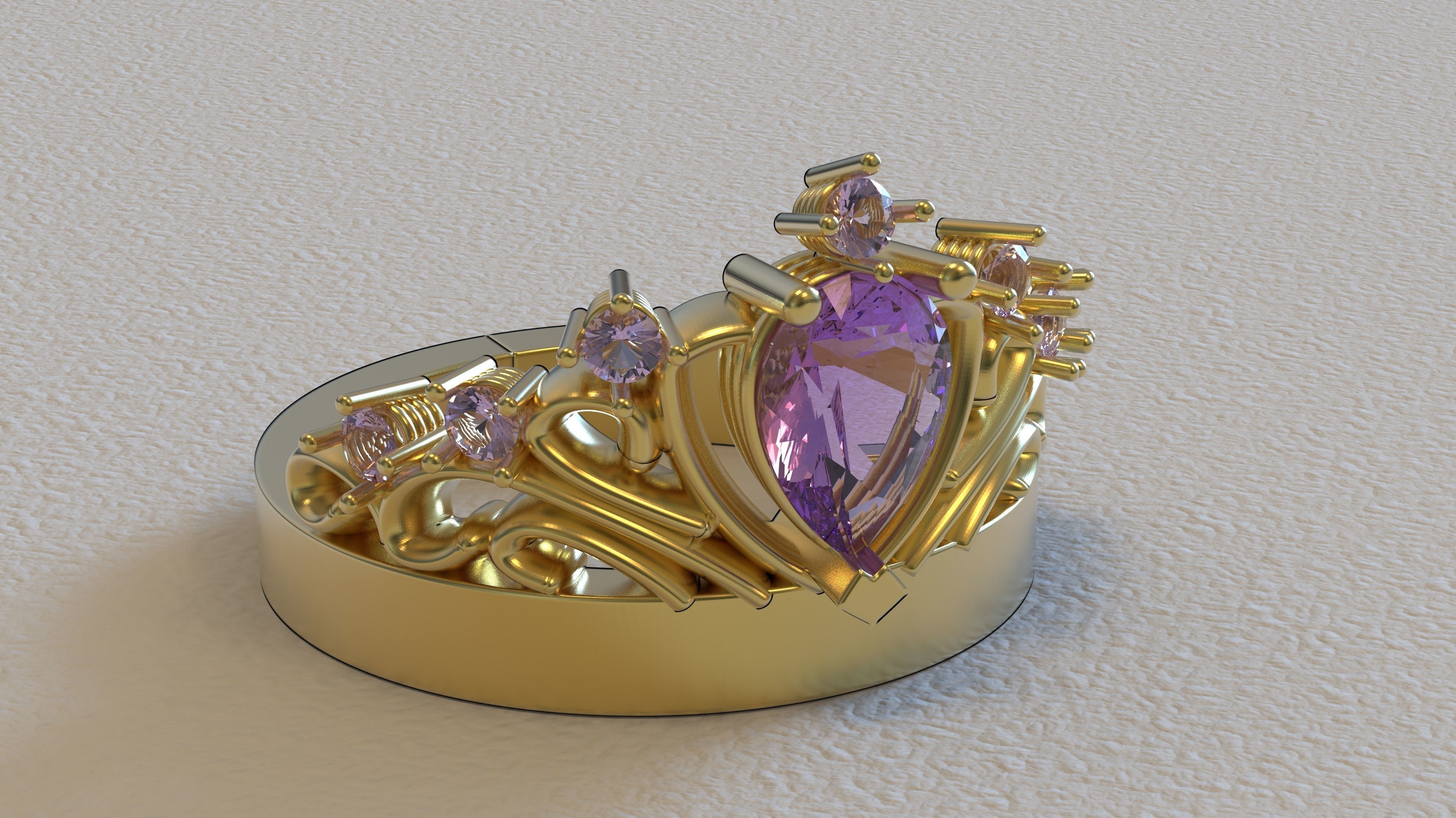 Princess Pear Ring Women free 3D model 3D printable | CGTrader