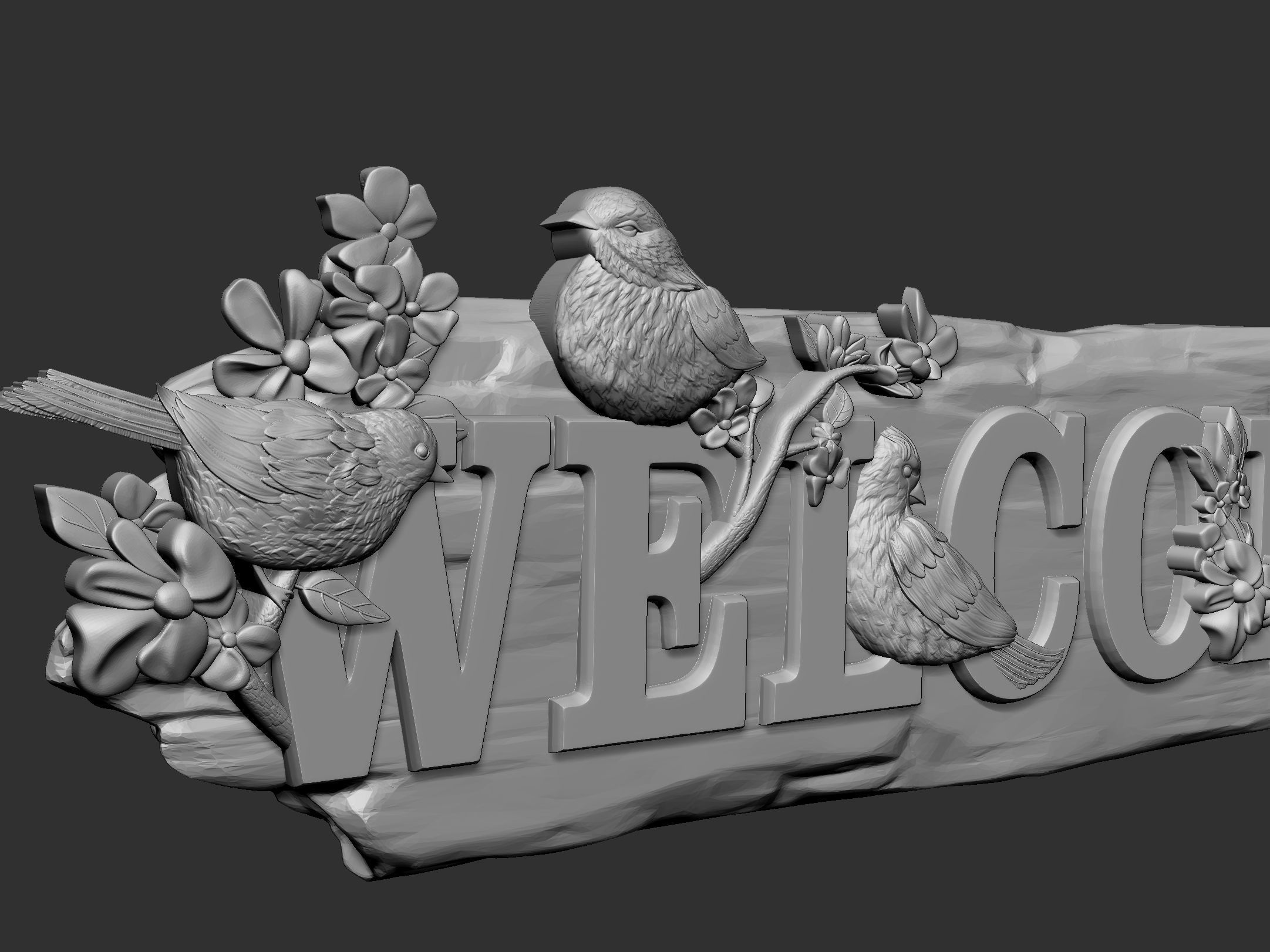 Welcome sign board with birds 3D model 3D printable | CGTrader