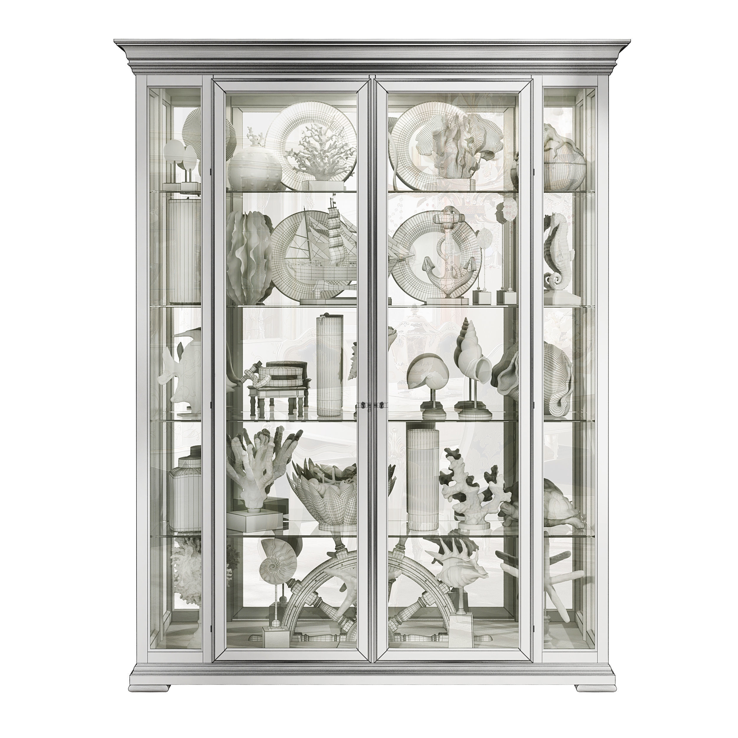Classical display cabinet with sea decors 3D model | CGTrader