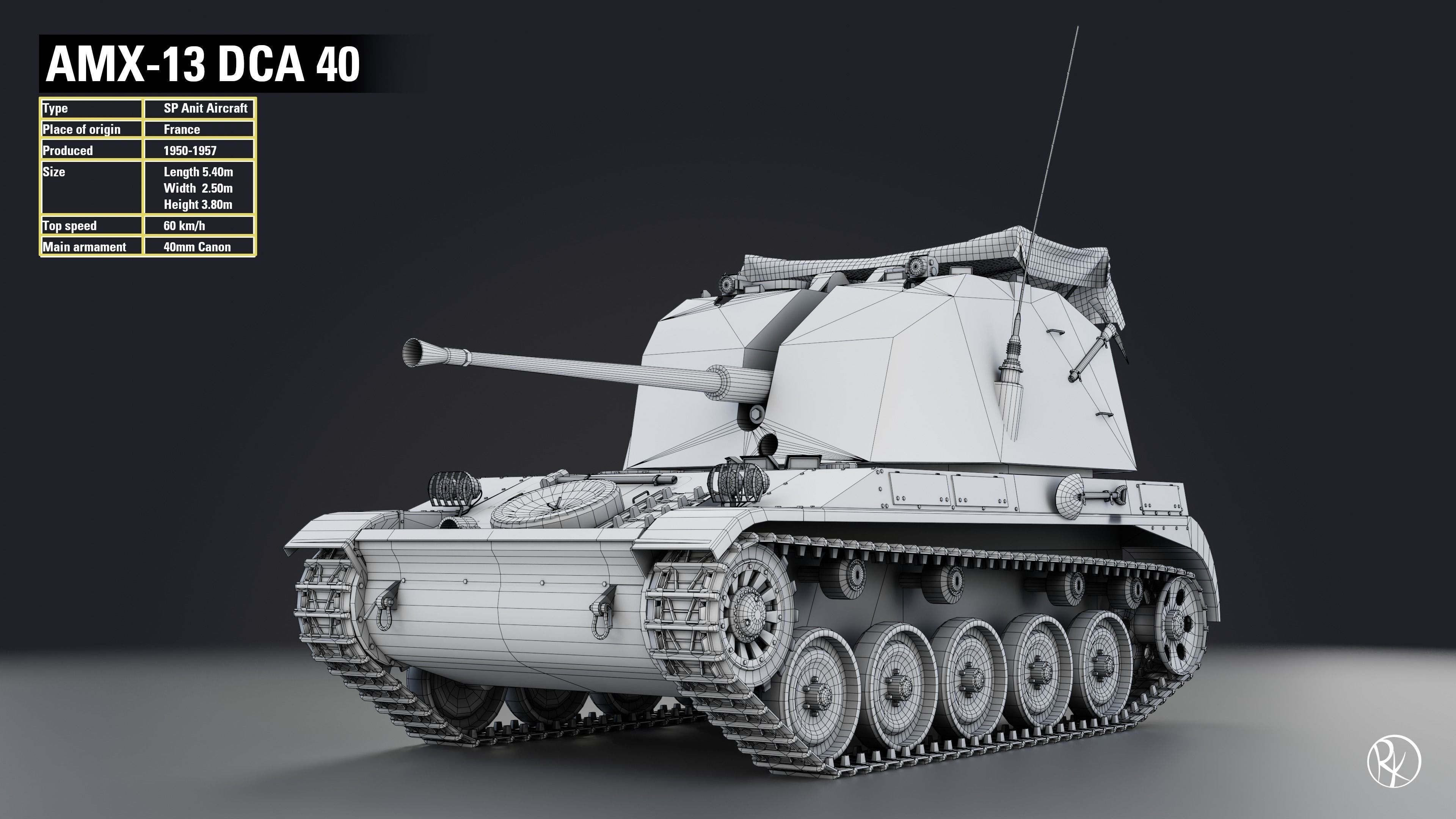 AMX-13 DCA 40 PBR Model 3D model | CGTrader