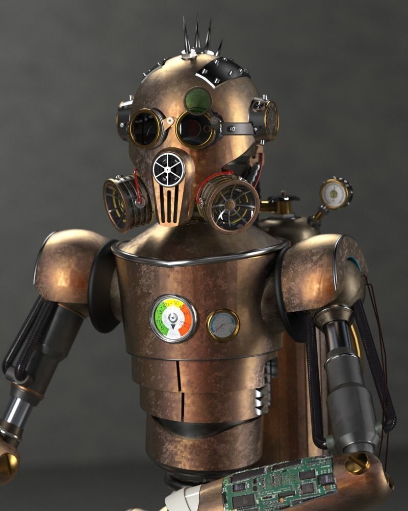 steampunk model robot with bow and arrow 3D model | CGTrader