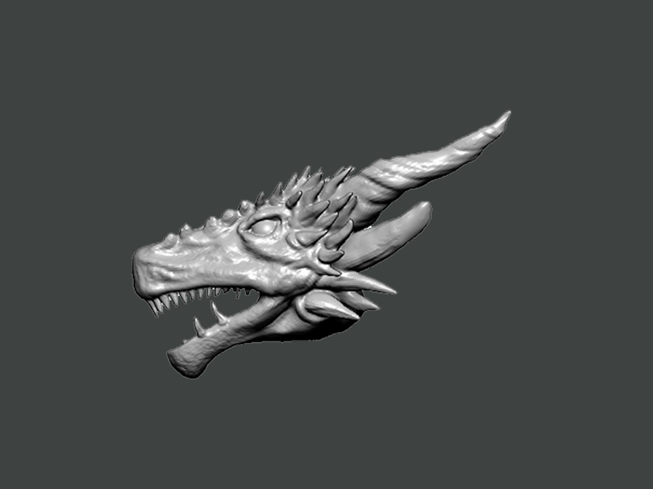 3D Model-ANIMAL0001 dragon head with horns 3D model 3D printable | CGTrader