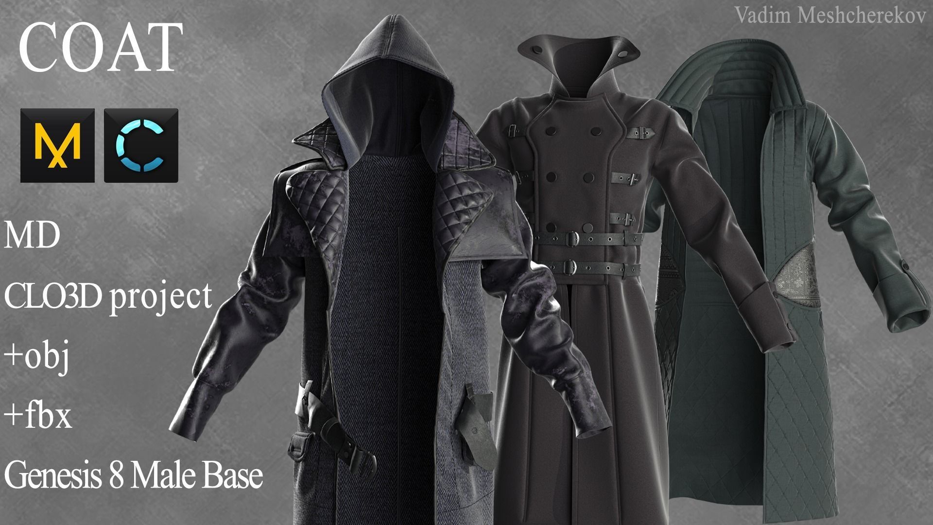 Coat Marvelous Designer project 3D model | CGTrader