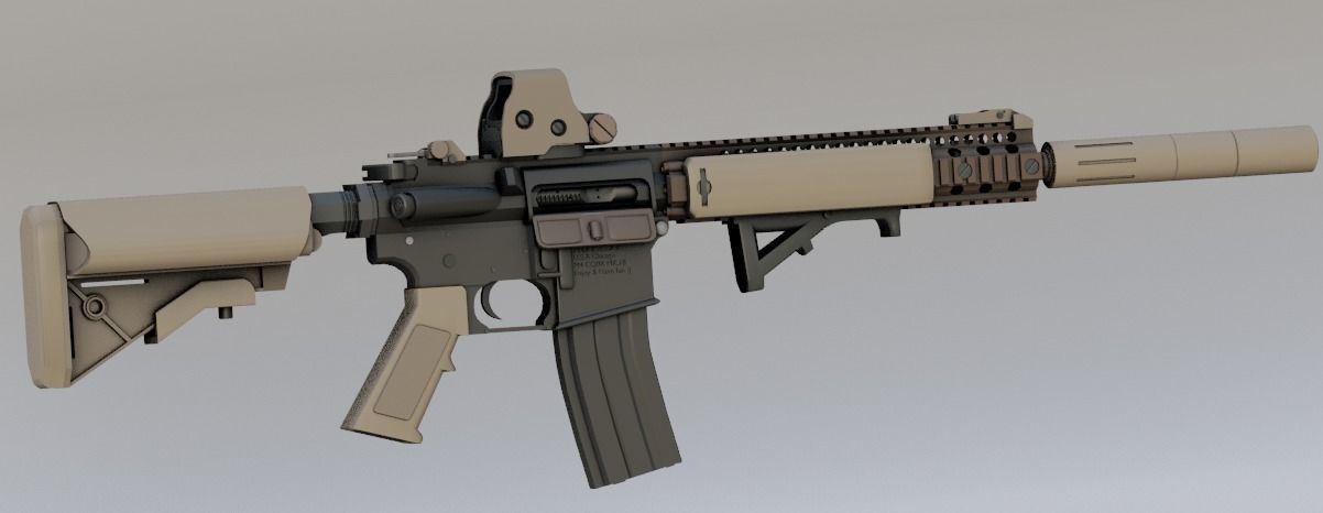 3D model M4 CQBR MK18 with Customize Attachments VR / AR / low-poly ...
