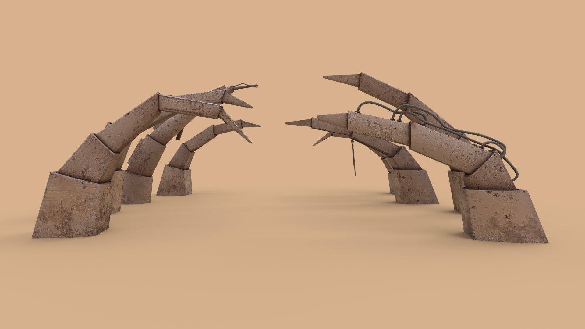 3D model Post-Apocalypse Stylized Robot Ribs Ruins VR / AR / low-poly ...