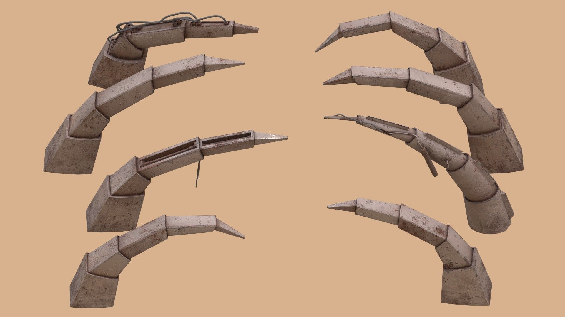 3D model Post-Apocalypse Stylized Robot Ribs Ruins VR / AR / low-poly ...