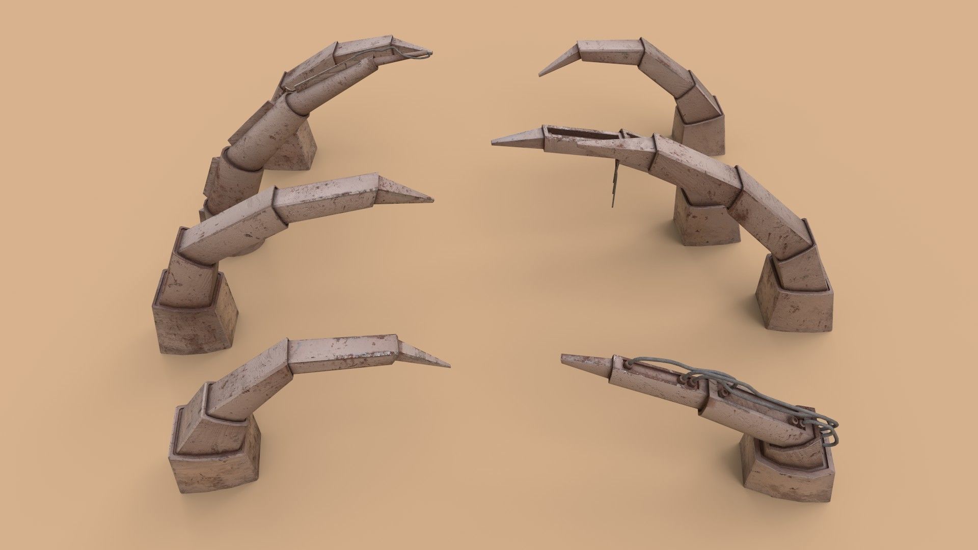 3D model Post-Apocalypse Stylized Robot Ribs Ruins VR / AR / low-poly ...