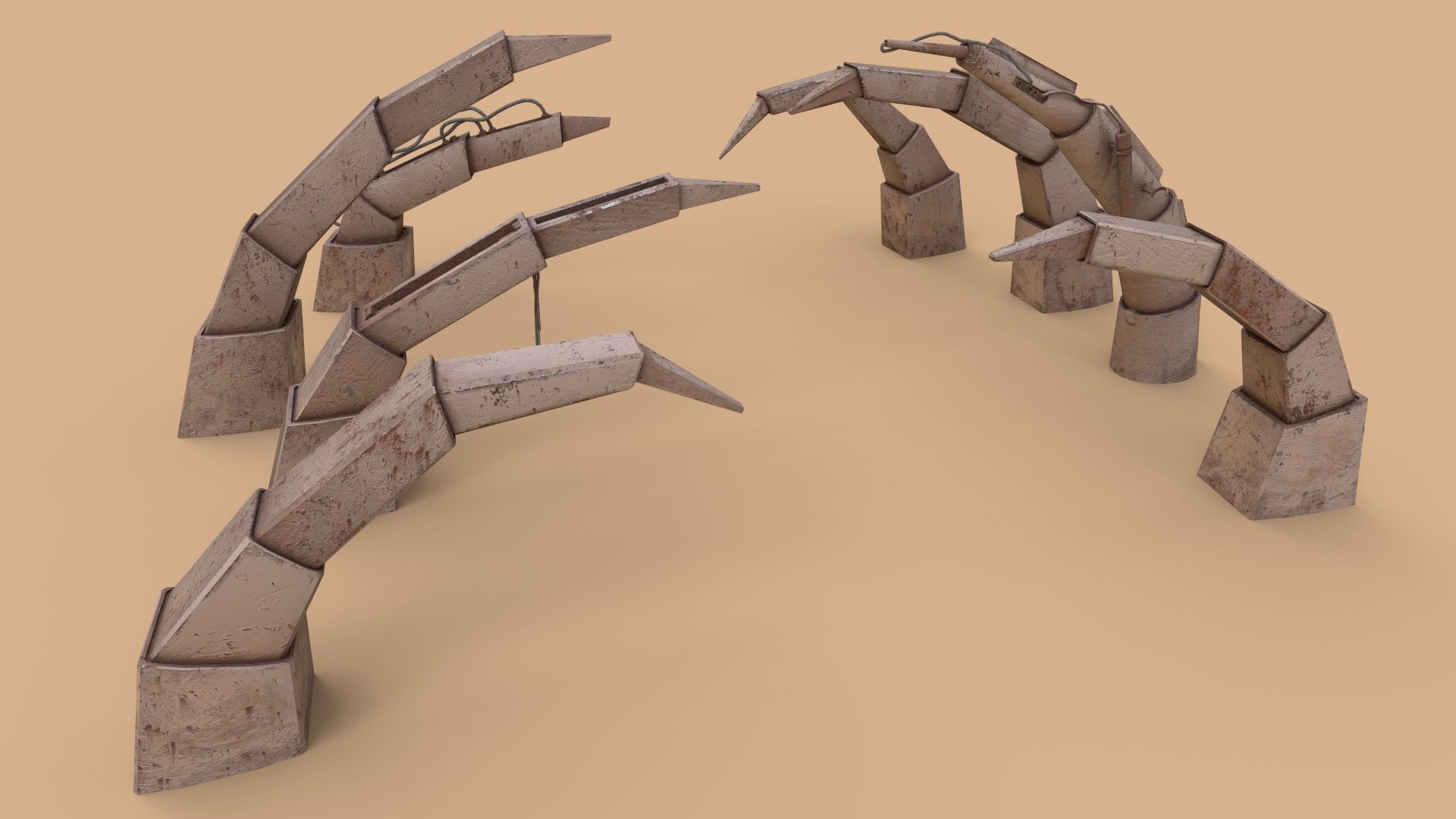 3D model Post-Apocalypse Stylized Robot Ribs Ruins VR / AR / low-poly ...