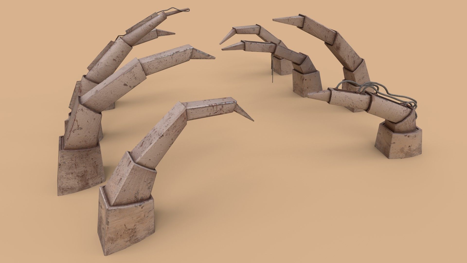 3D model Post-Apocalypse Stylized Robot Ribs Ruins VR / AR / low-poly ...