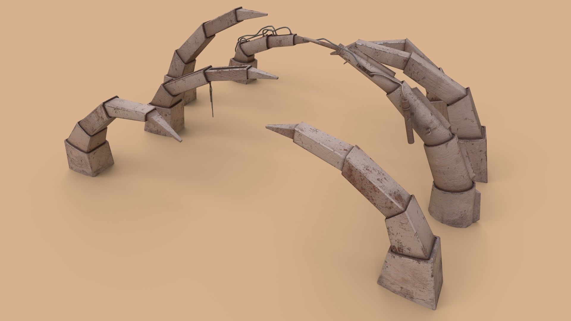 3D model Post-Apocalypse Stylized Robot Ribs Ruins VR / AR / low-poly ...