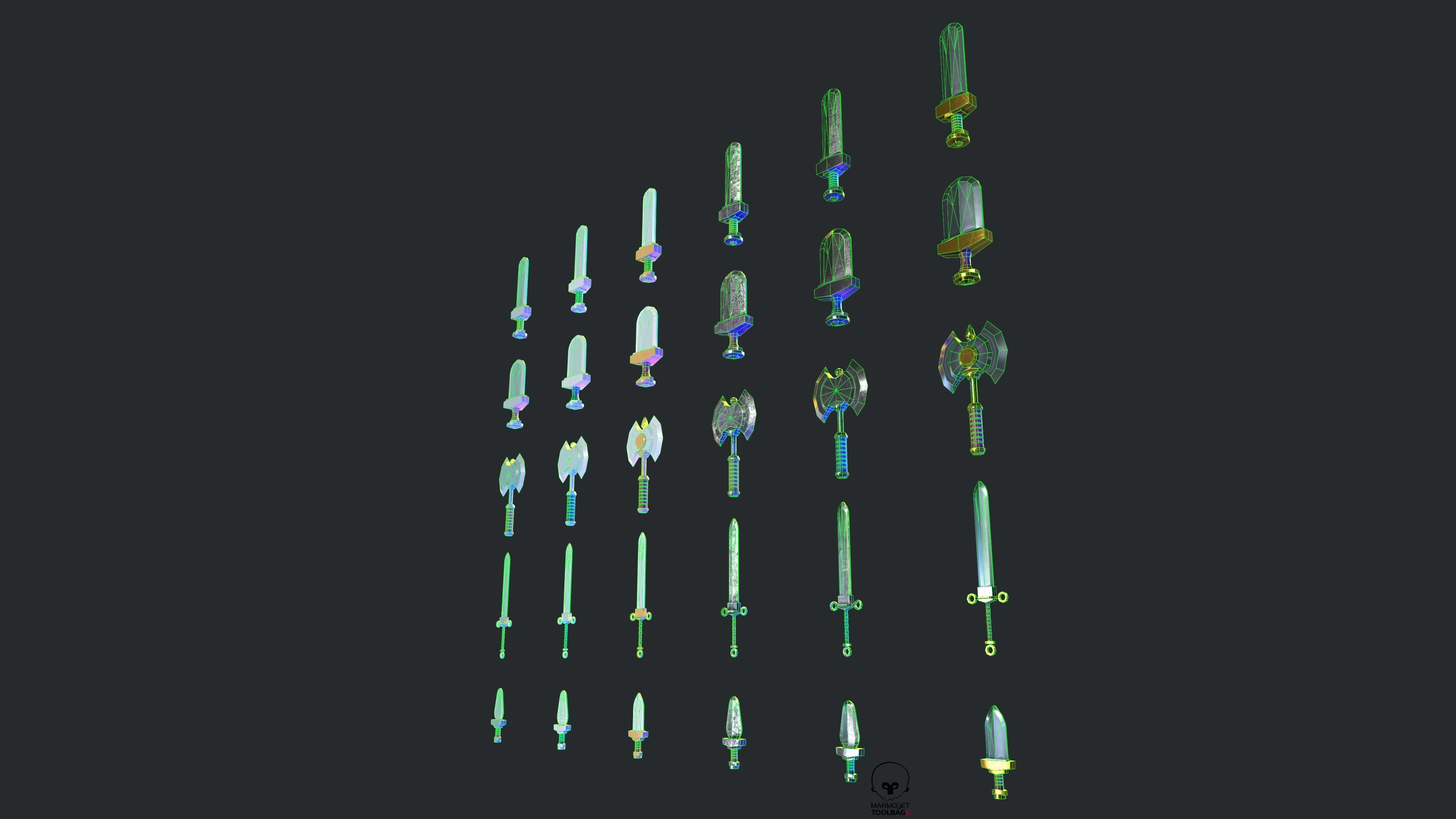 3D model Cartoon Medieval melee weapons ultimate pack for games kit VR ...