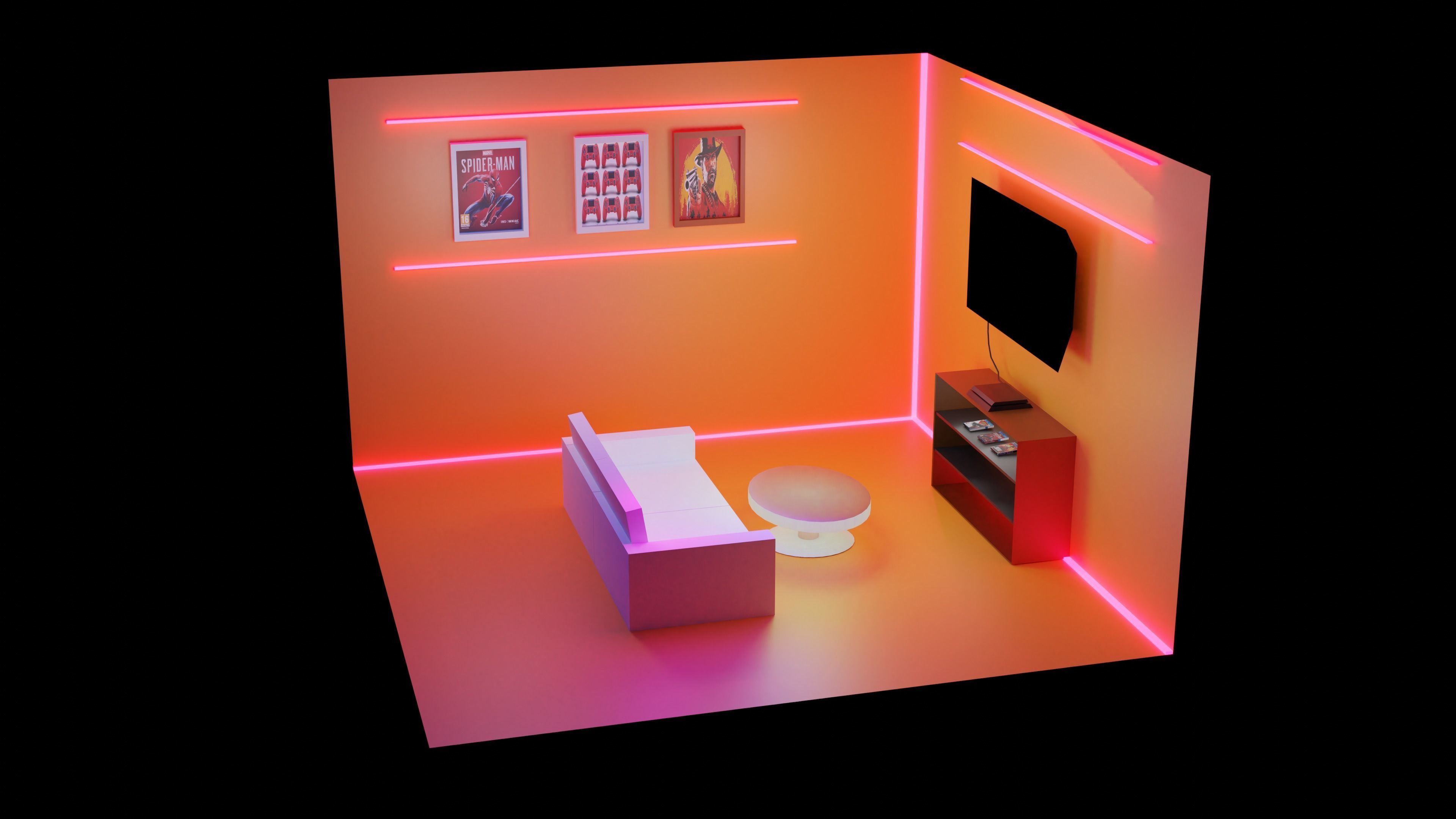 gaming room ps4 free 3D model | CGTrader