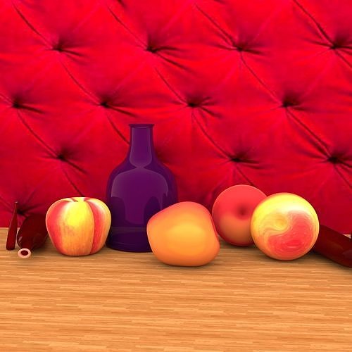 3D model UNT fruits and bottle on table VR / AR / low-poly | CGTrader