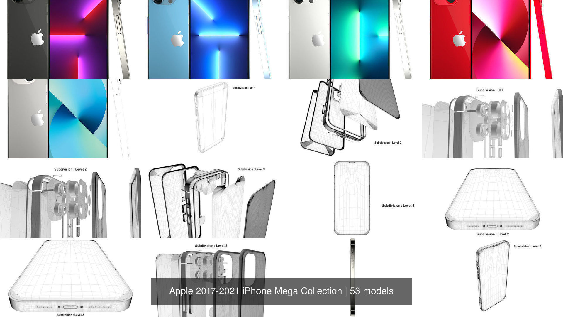 Apple 2017-2021 iPhone Mega Collection VR / AR / low-poly | CGTrader