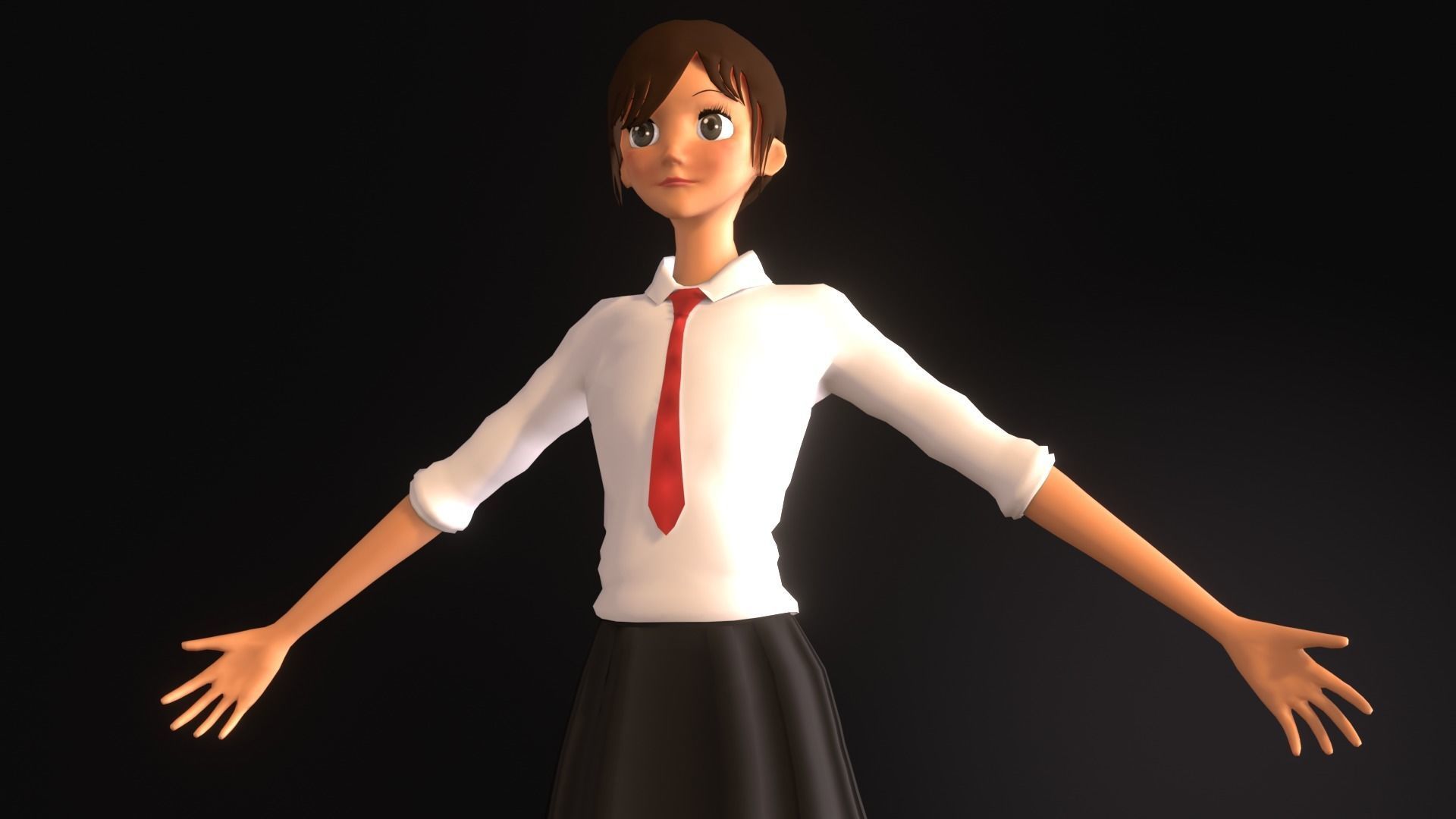school anime Girl basic 3D model | CGTrader