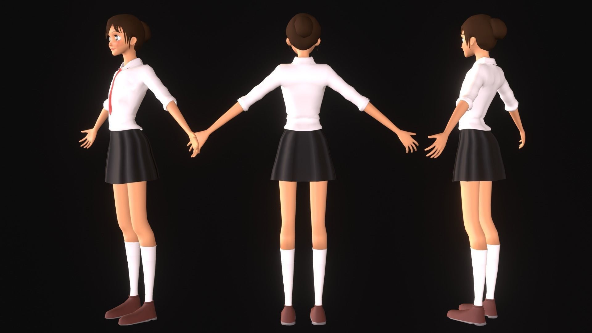 school anime Girl basic 3D model | CGTrader