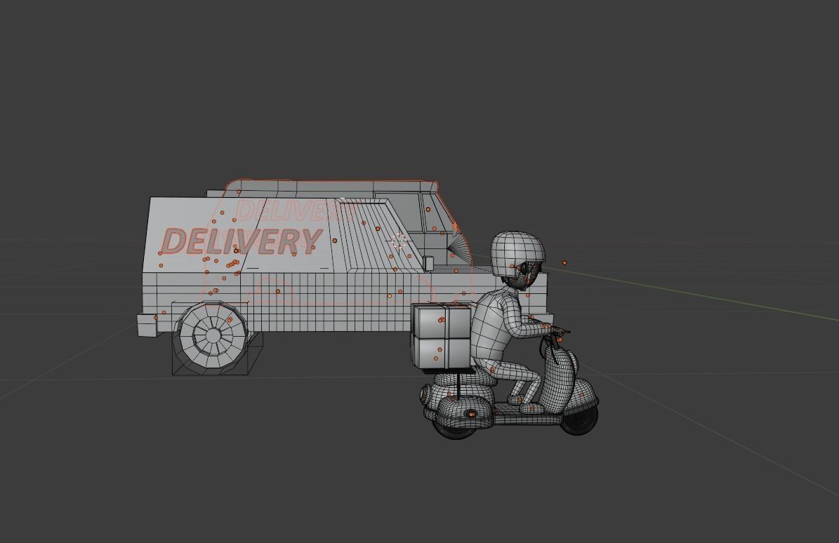 3D model Delivery service transportation set Blender rendering VR / AR ...