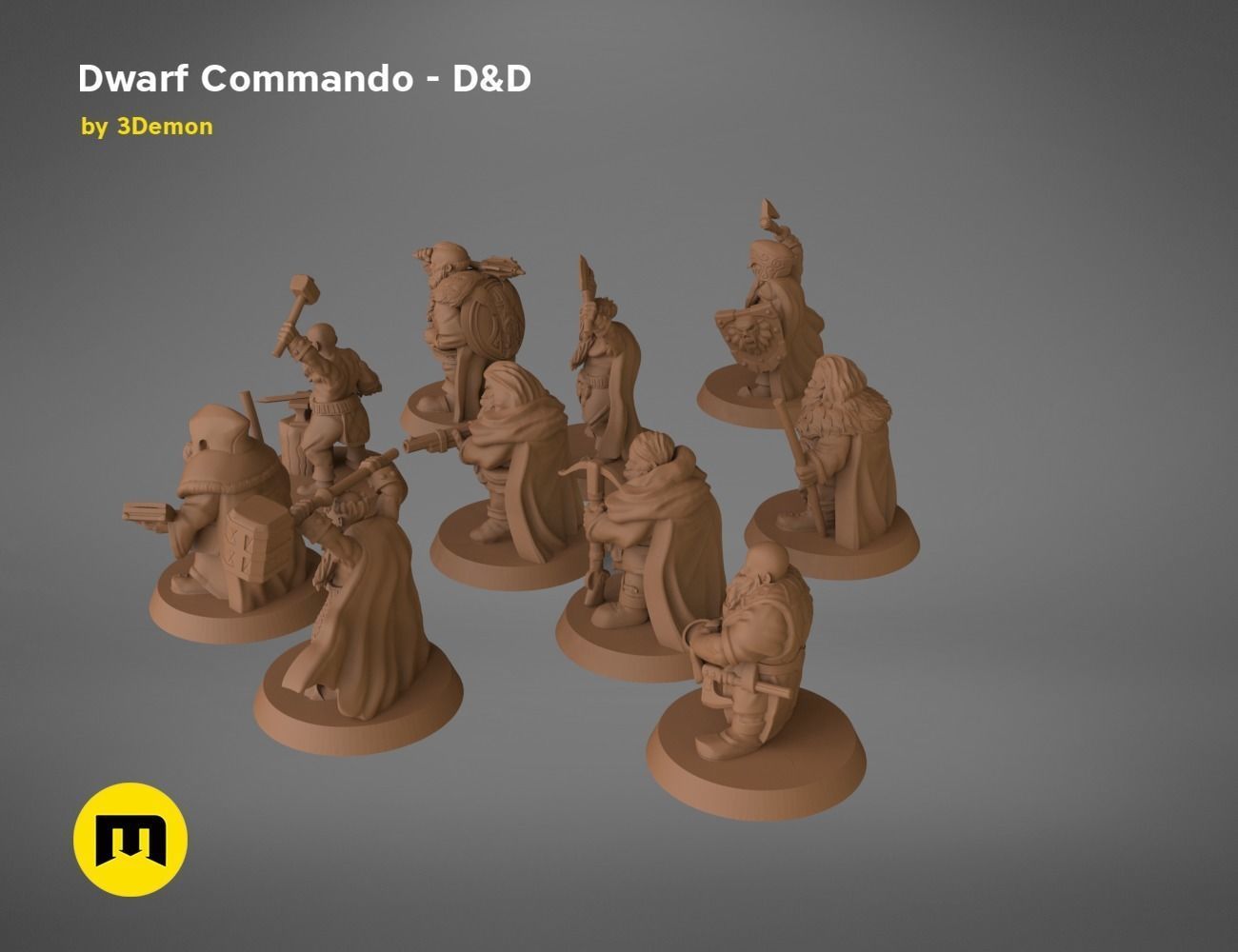 Dwarf Commando - DnD Set 3D model 3D printable | CGTrader
