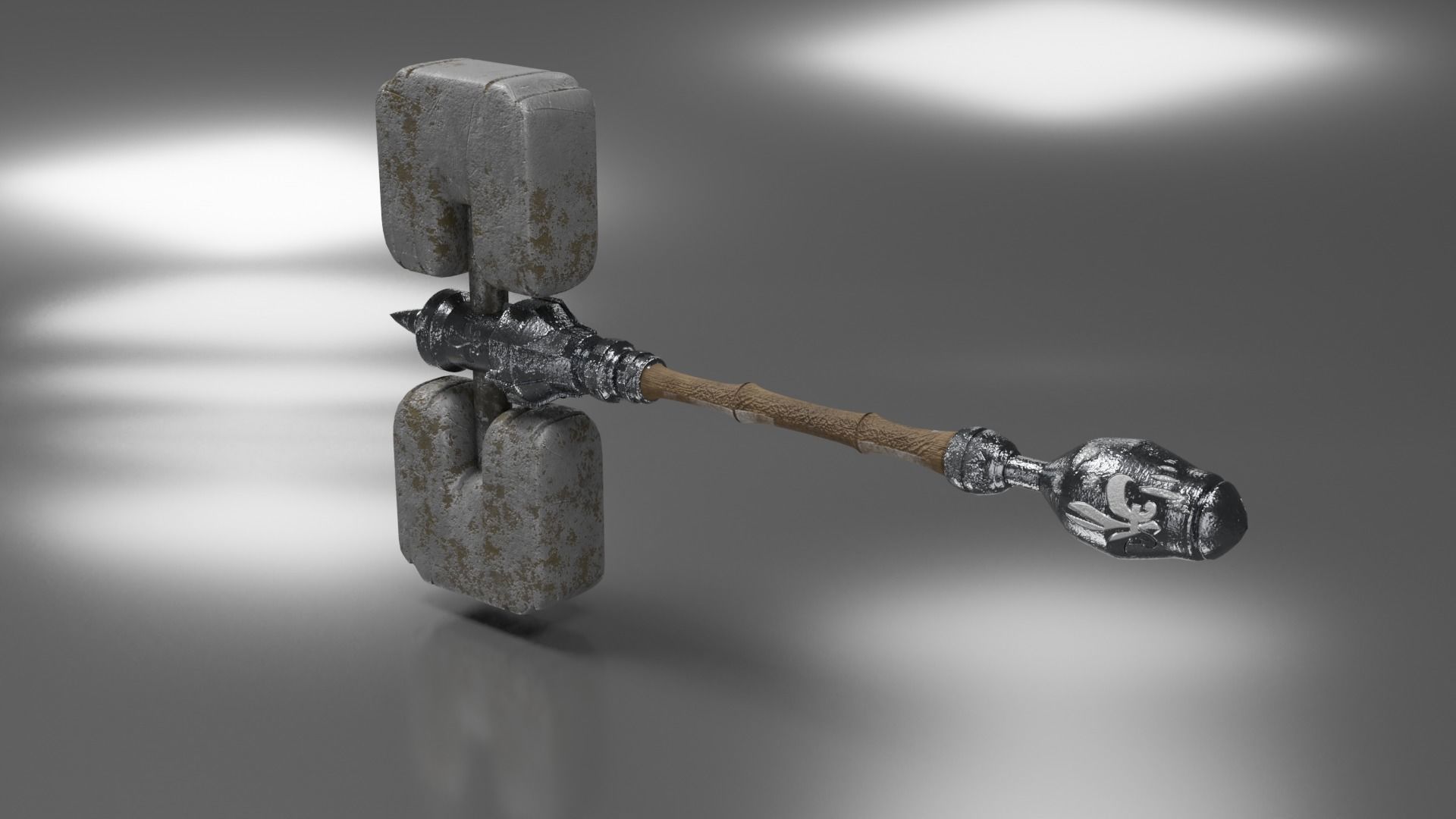 Stone medieval hammer covered with metal and patterns free 3D model ...
