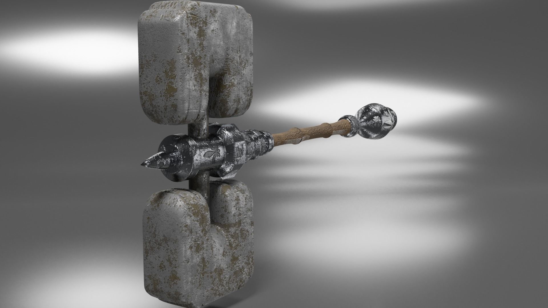 Stone medieval hammer covered with metal and patterns free 3D model ...