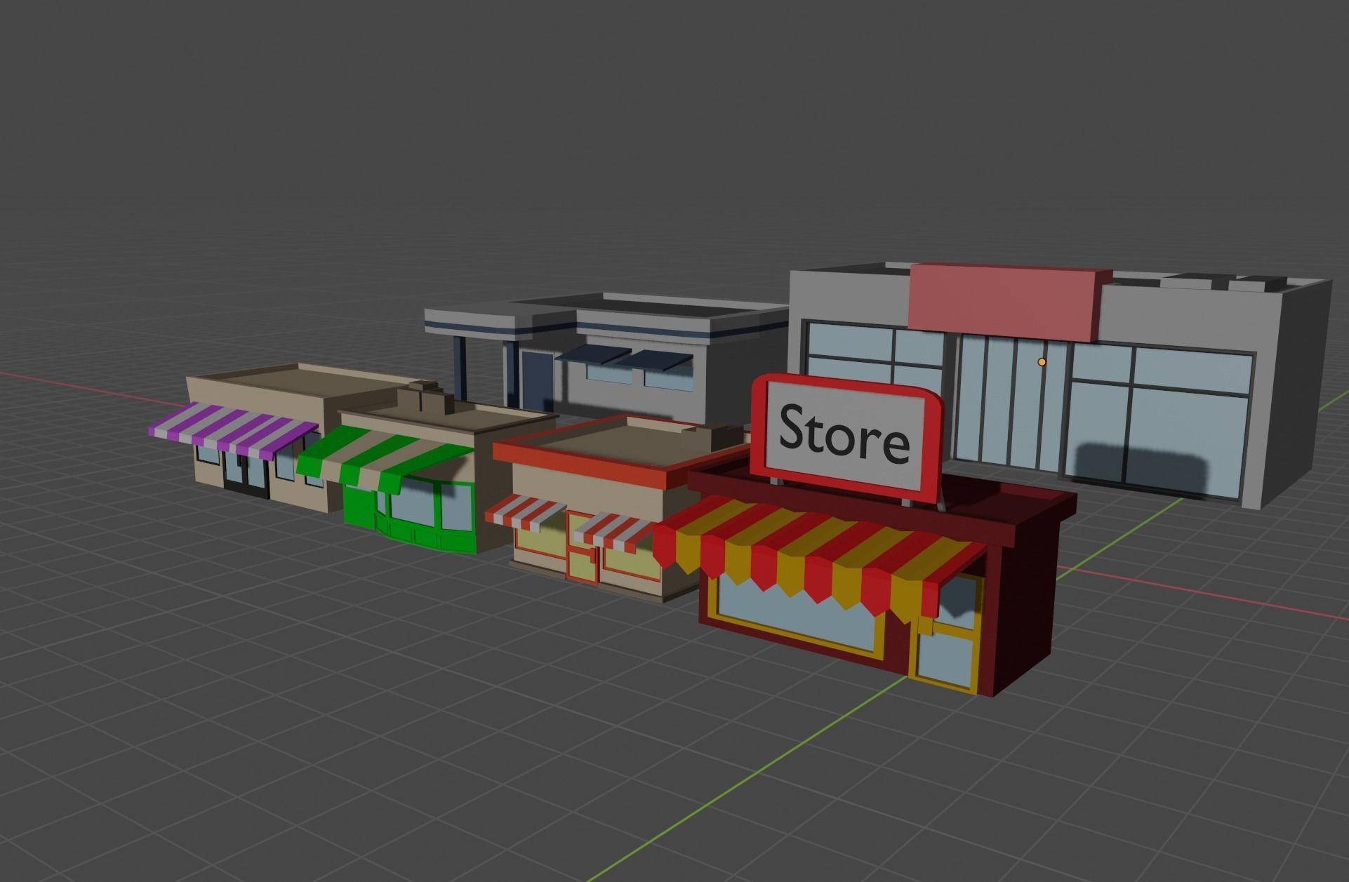 3D model low poly stores pack VR / AR / low-poly | CGTrader