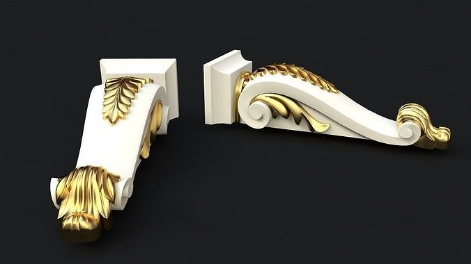 pilaster two gold and brackets 3D model | CGTrader